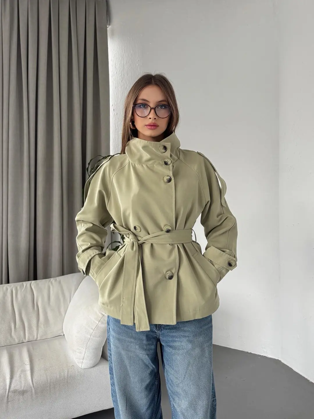 Ancho Bej kruvaze Trençkot | oykuwear.com.tr