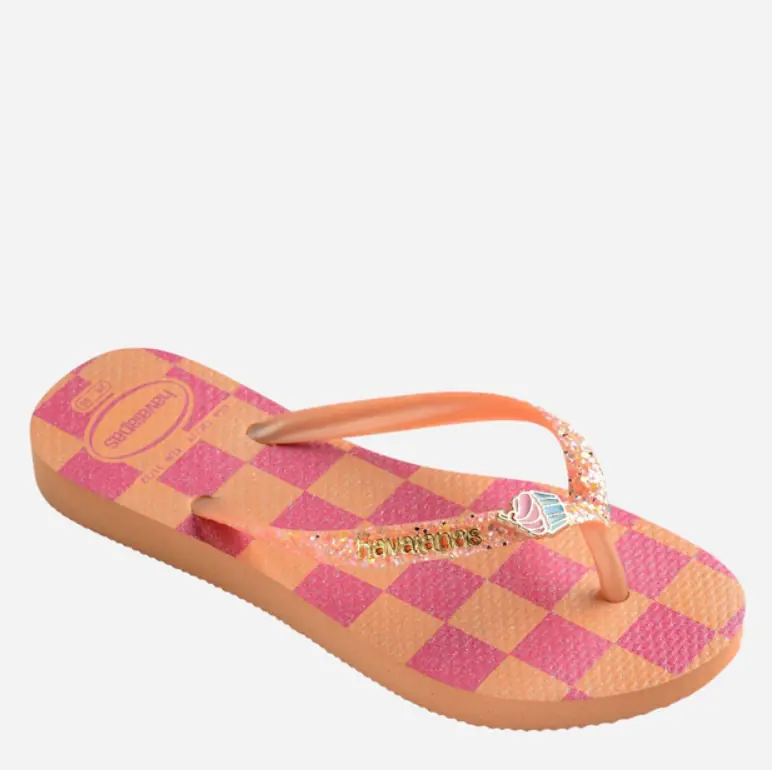 Slim Glitter Peach Pink Kids Slippers