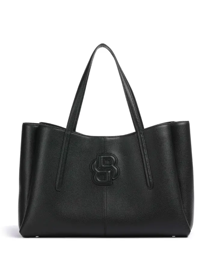 Boss Black Anett Double B Logo Grained Leather Tote Bag