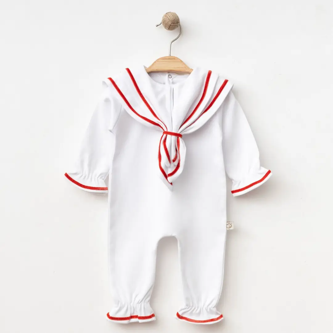 Erkek Bebek Kırmızı Bahriyeli Tulum