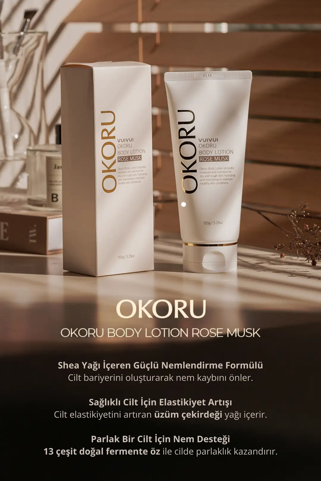 Okoru Rose Musk Kuruluk Karşıtı, Sıkılaştırıcı, Hafif ve Kolay Emilen ...