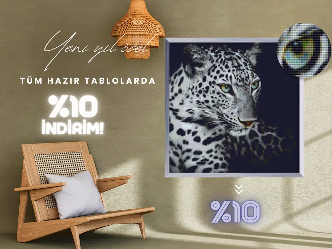 Movas Sanat Portrait of a Wild Leopard | Ready-made Mosaic Painting ...