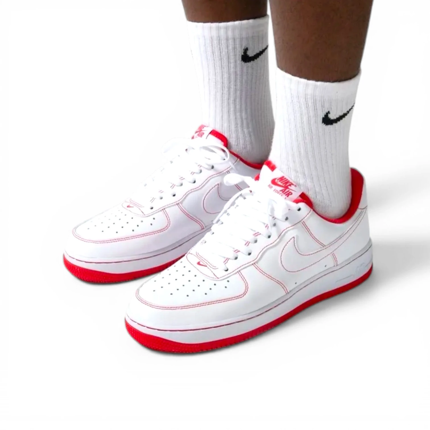 Nike Air Force 1 Low 07 Contrast Stitch Kırmızı Erkek Ayakkabısı HQ