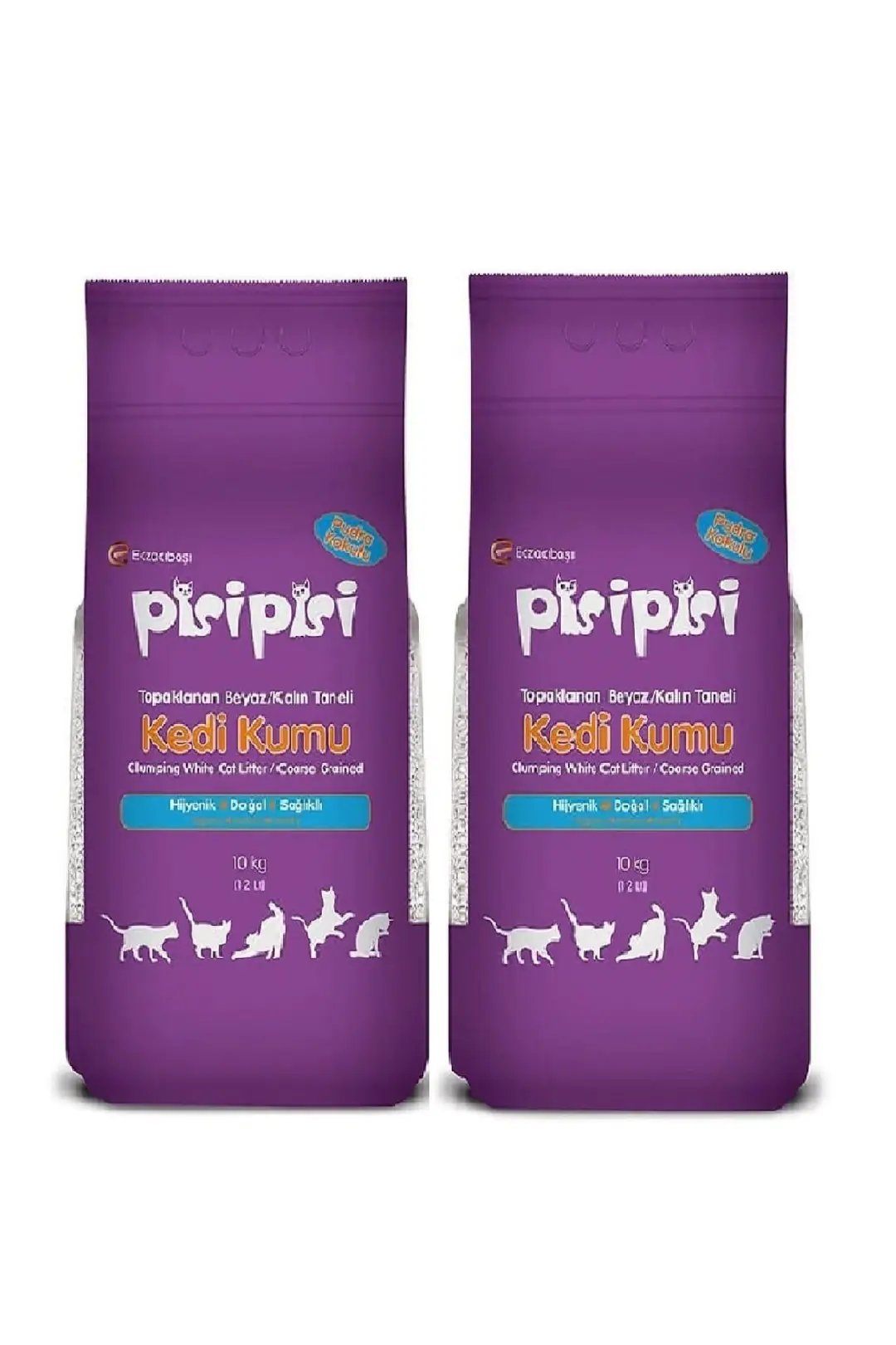 Pisi Pisi Pudra Kokulu Kalın Taneli Kedi Kumu 10 Kg (12 Lt) x 2 Adet ...