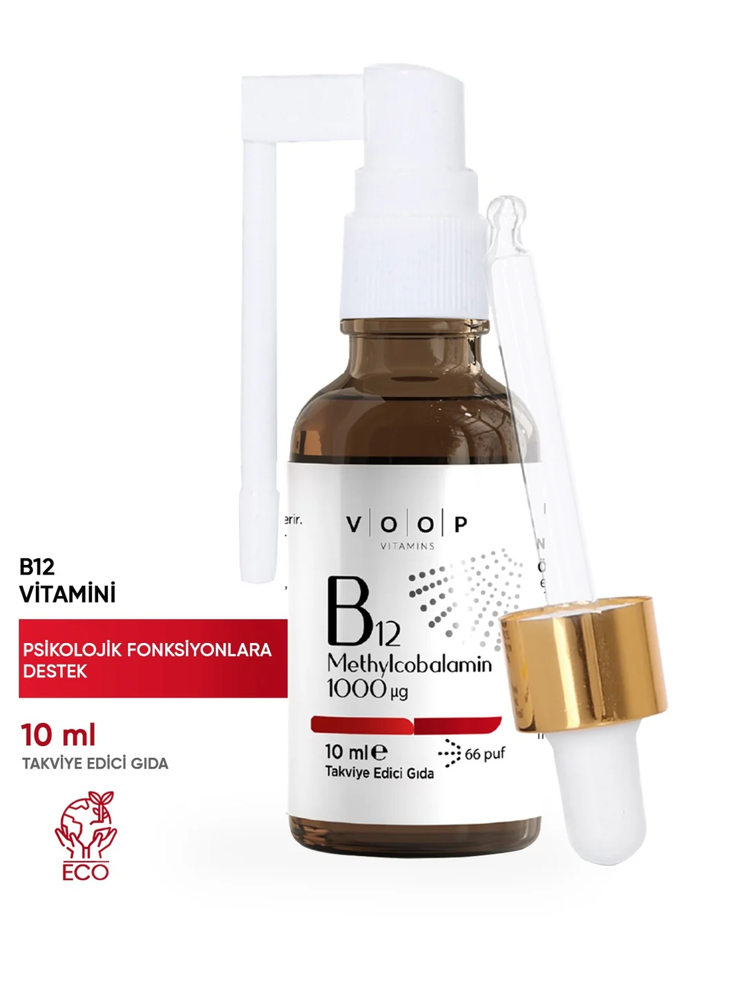 VOOP Vitamin B12 Methylcobalamin 1000 mcg Sprey-Damla 10 ml