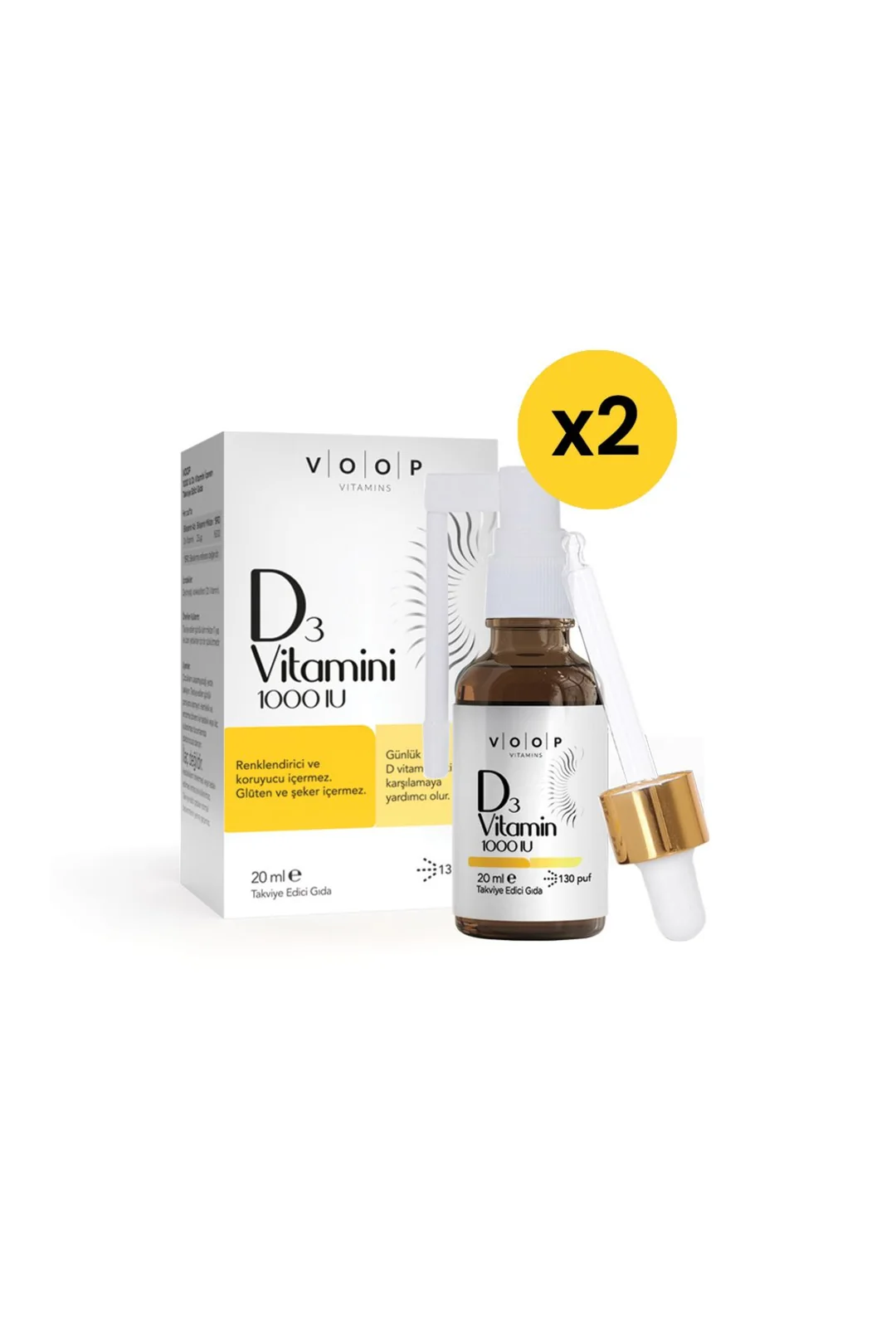Voop Vitamin D3 1000 IU Sprey-Damla 20 ml 2 Adet