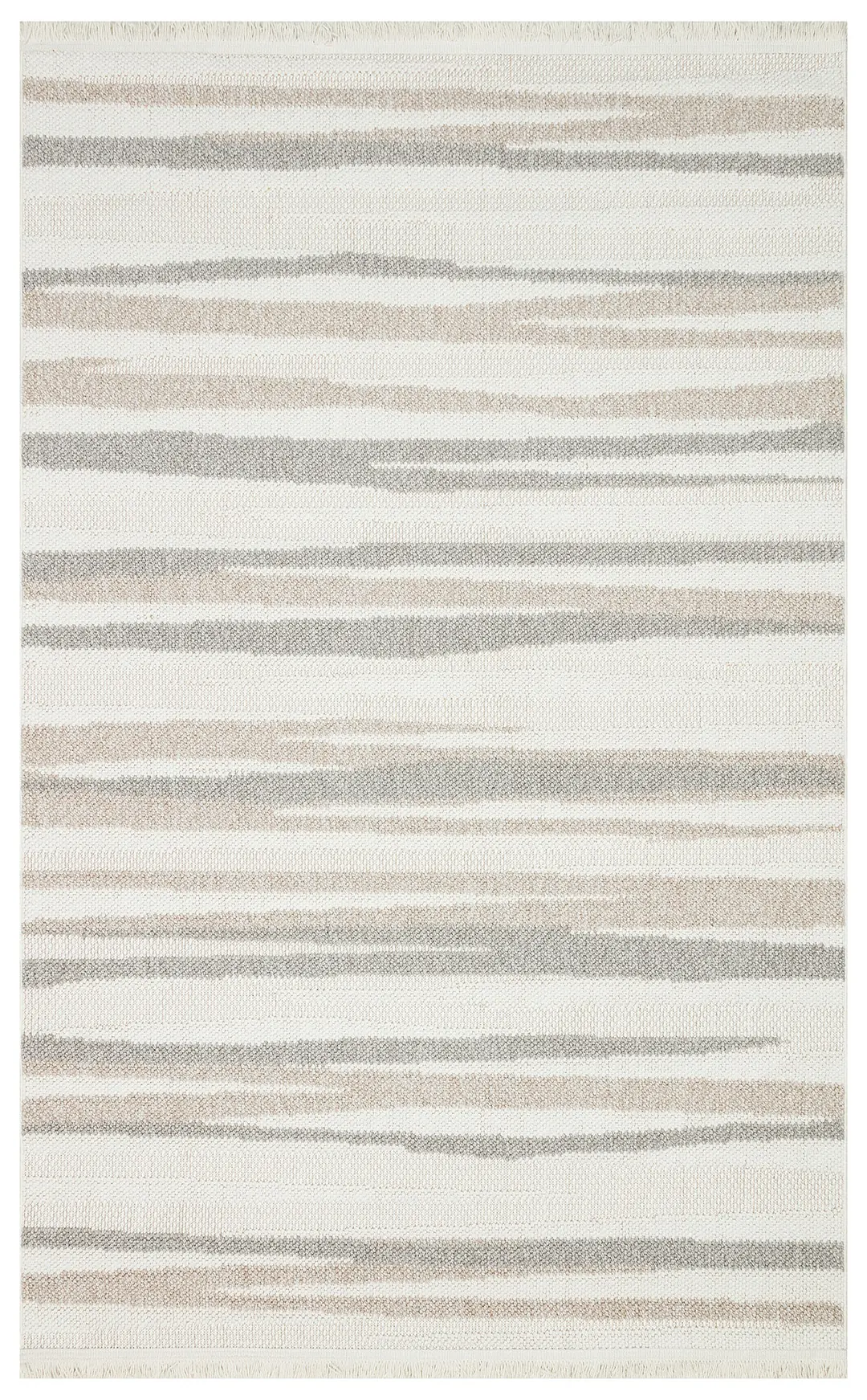Motto Mot 02 White Beige Yumuşak Tuşeli Örgü Dokuma Modern Makine Halısı