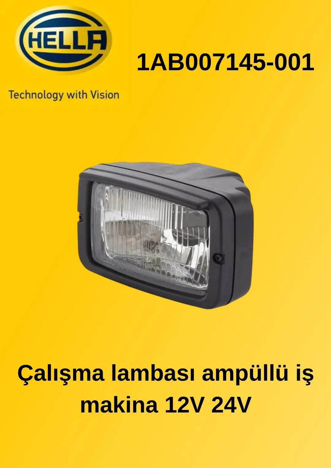 ÇALIŞMA LAMBASI AMPÜLLÜ İŞ MAKİNA 12V 24V DİKDÖRTGEN HELLA.1AB007145-001