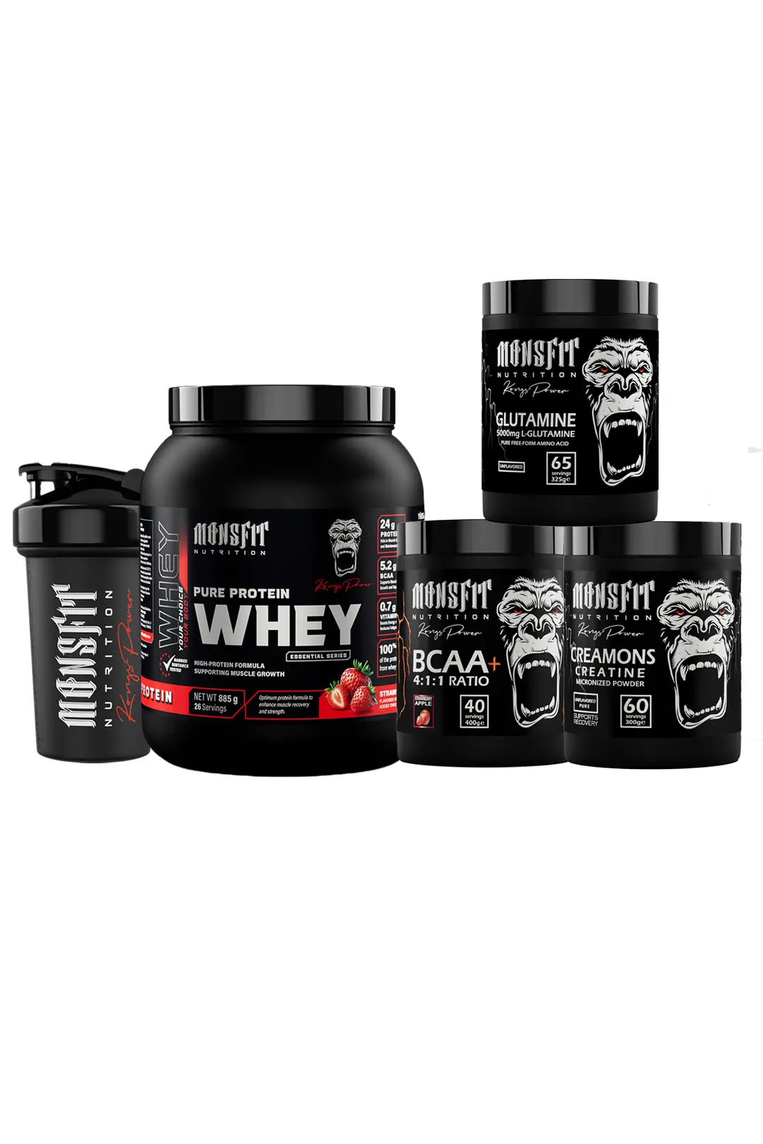 MONSFIT Whey Protein 885G (Çilek Aromalı) + Amino Asit Kombinasyonu ...