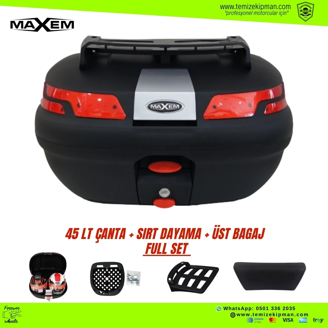 MAXEM SL 45 ARKA ÇANTA + SIRTLIK + BAGAJ FULL SET