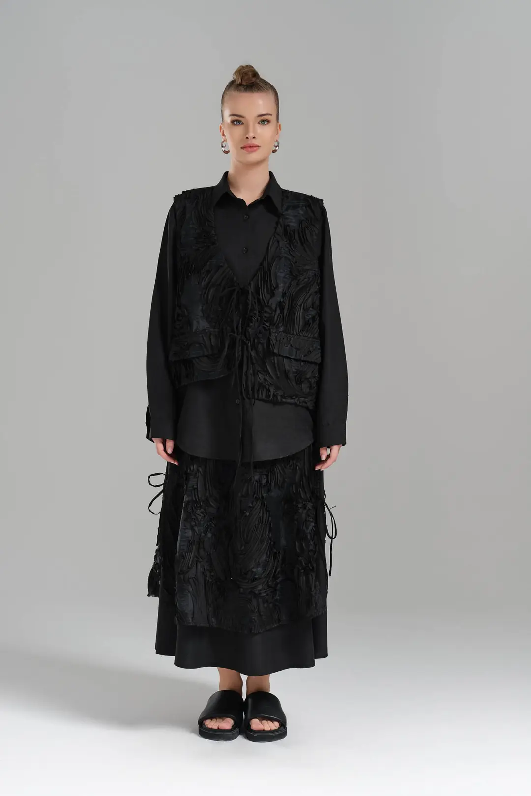 Women's Cordon Fabric Detailed Comfortable Pattern Design Shirt