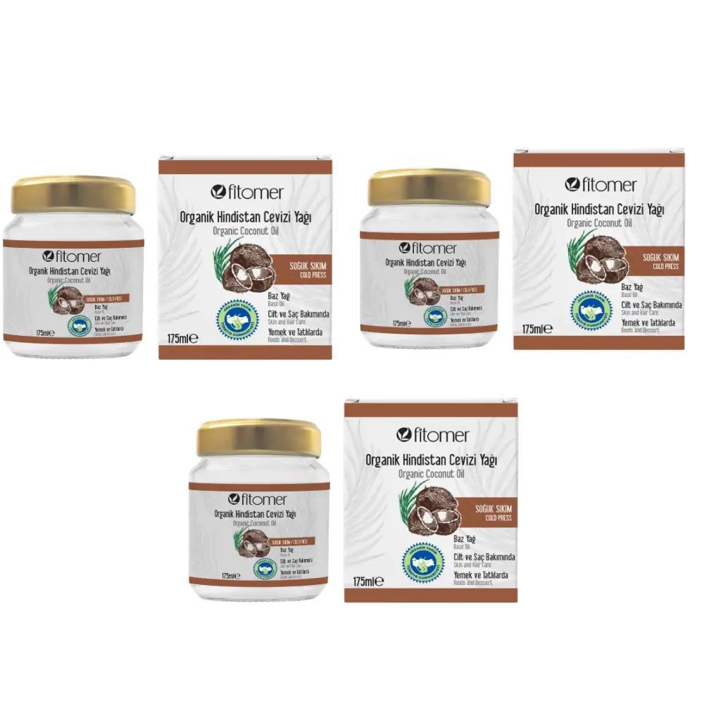 Organic Coconut Oil Pack 3x175 ml – Special Value Pack for Skin, Hair ...