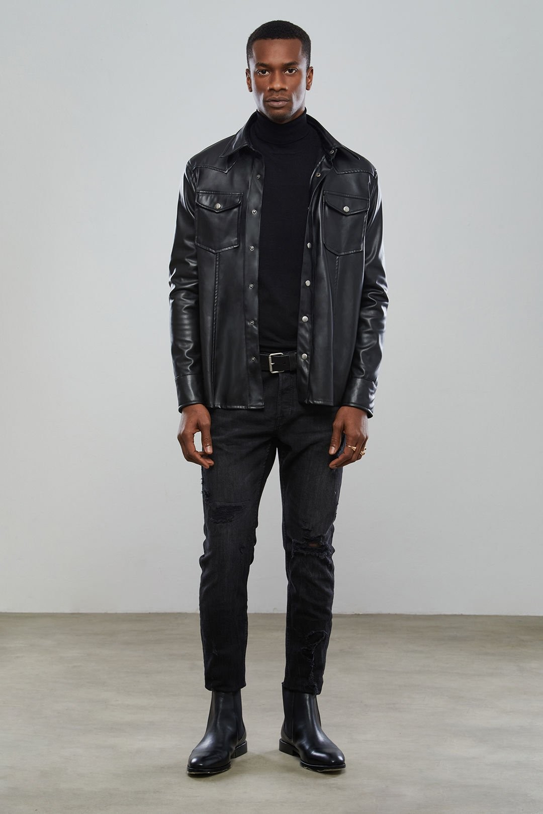 Leather over shirt store