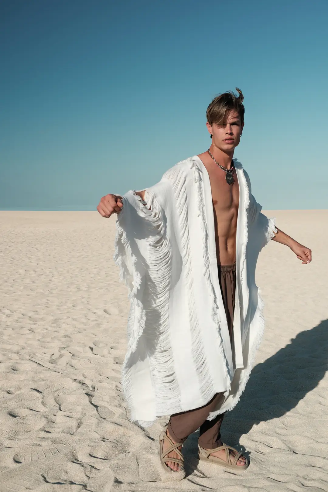 Natural White Wild Harmony Long Ponchos | Dear Deer