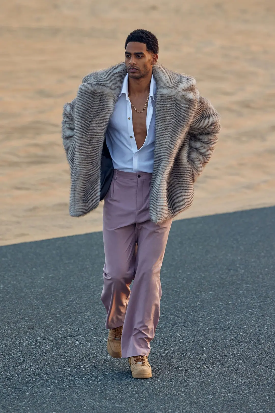 Silver Aura Men's Faux Fur Jacket | Dear Deer