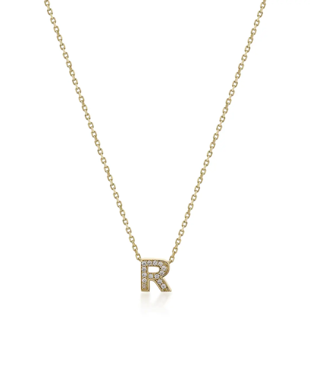 Altın Taşlı R Harf Kolye