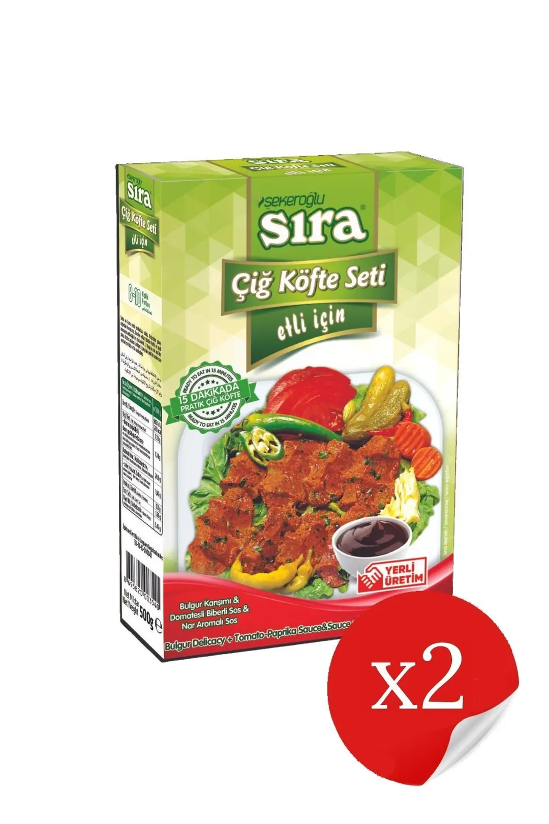 Sıra Çiğ Köfte Seti Etli 500gr - 2 Paket | Şekeroglu