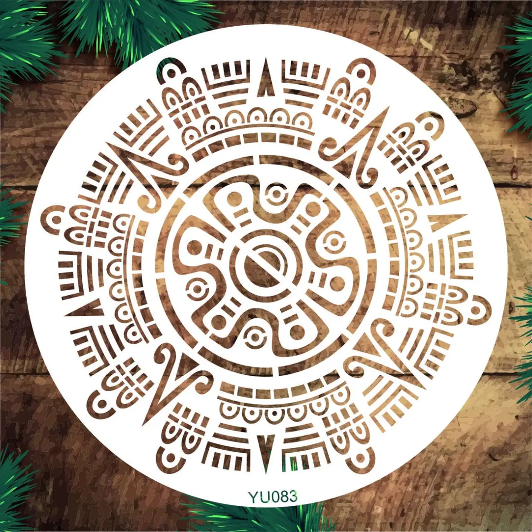 Stencil Tasarım Yu083 Maya Deseni Duvar Ahşap Cam Boyama Deseni
