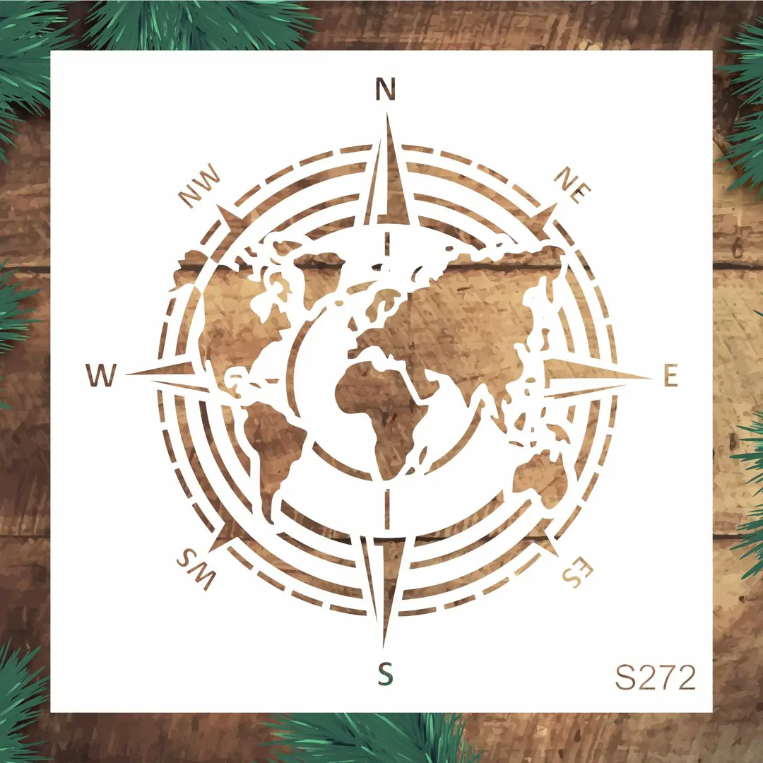 Stencil Tasarım S272 Pusula- Dekoratif Duvar, Eşya,kumaş,fayans Boyama ...