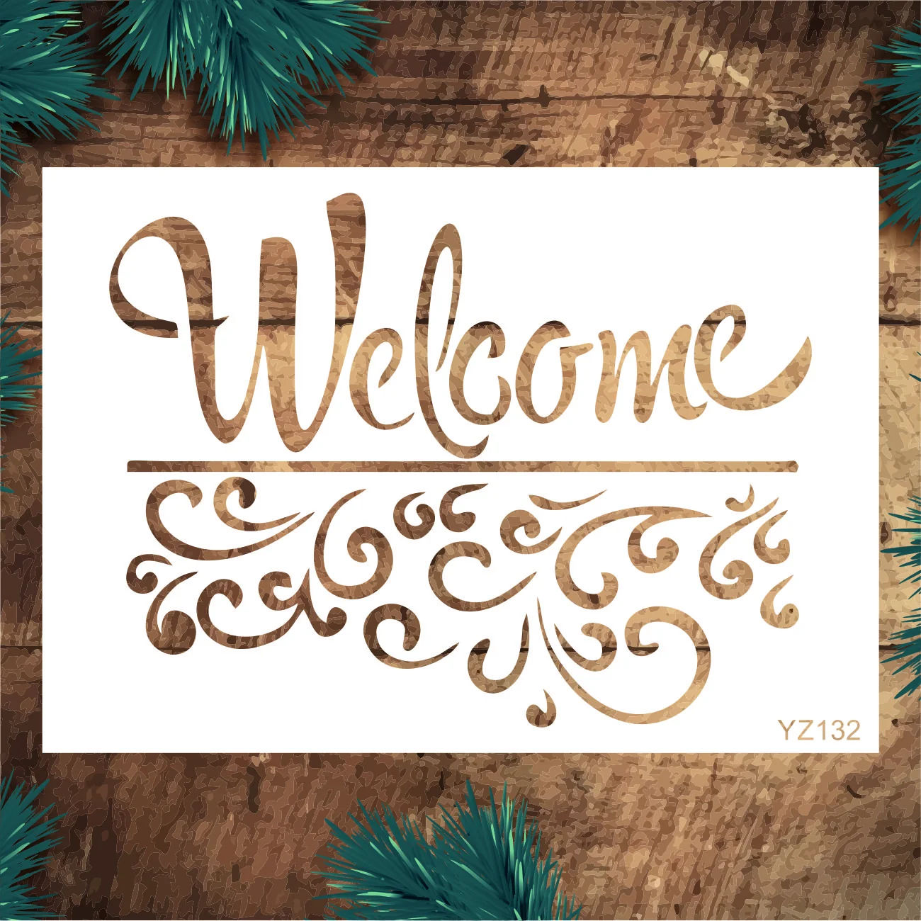 Stencil Tasarım Yz132 Welcome Duvar Ahşap Cam Boyama Deseni