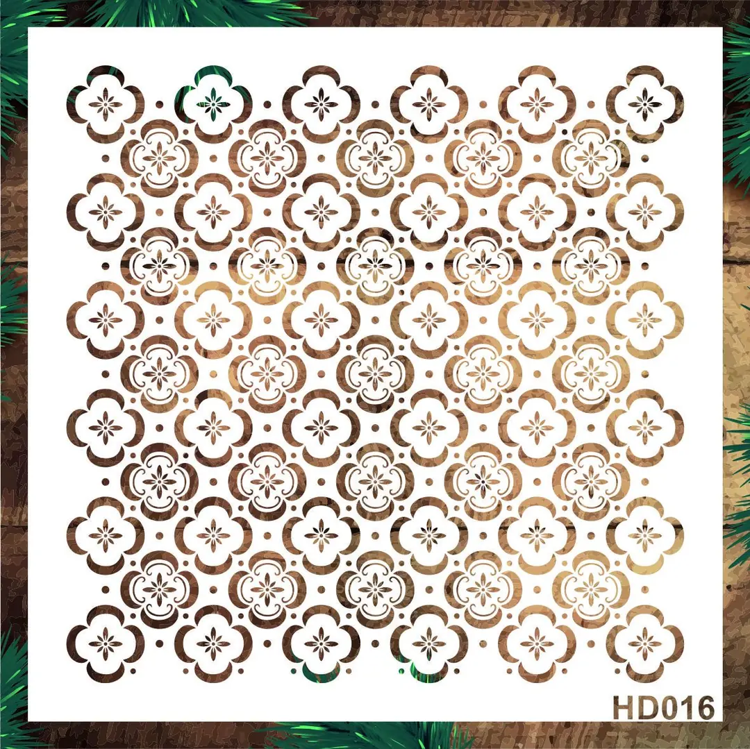 Stencil Tasarım Hd016 Duvar Ahşap Cam Boyama Deseni