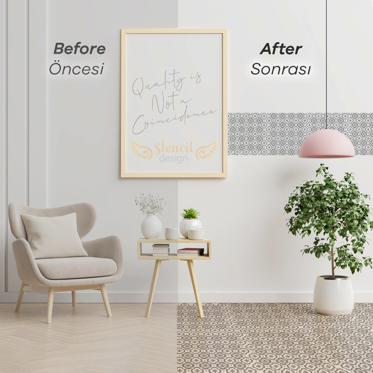 Stencil Tasarım Hd016 Duvar Ahşap Cam Boyama Deseni