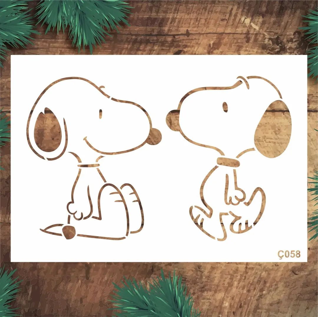 Stencil Tasarım Ç058 Snoopy Duvar Ahşap Cam Boyama Deseni