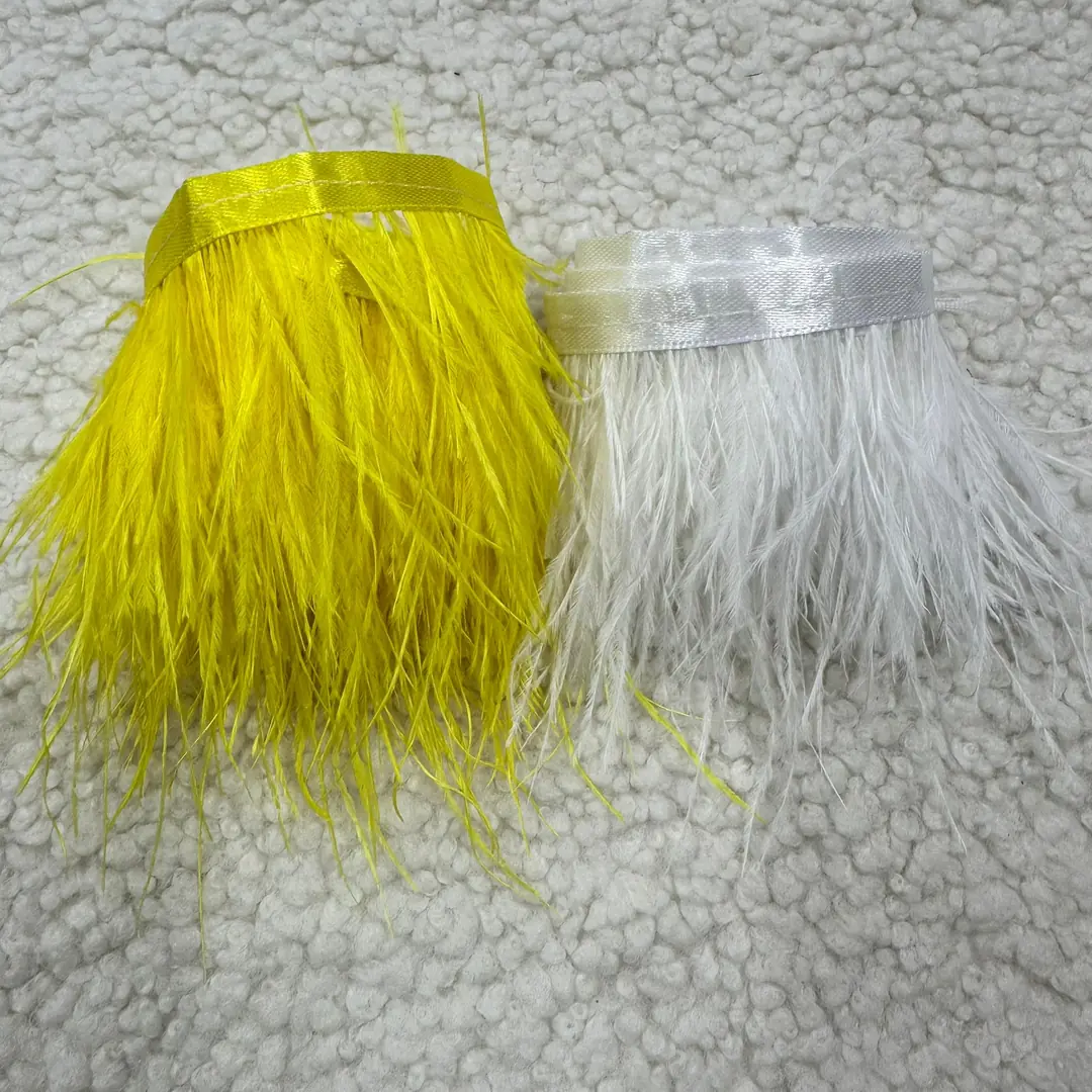 Sarı-Kırık Beyaz Deve Kuşu Tüyü Set