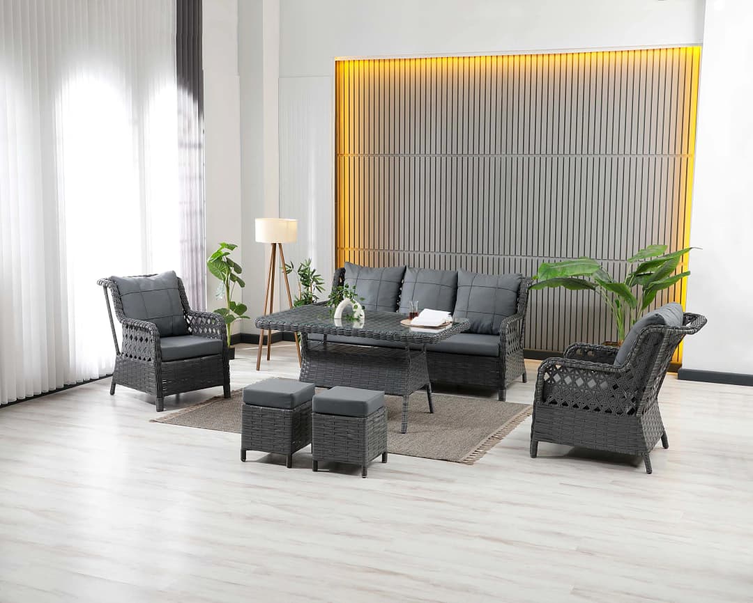 Vilza, 3+1+1 Rattan Bahçe Mobilyası, Antrasit