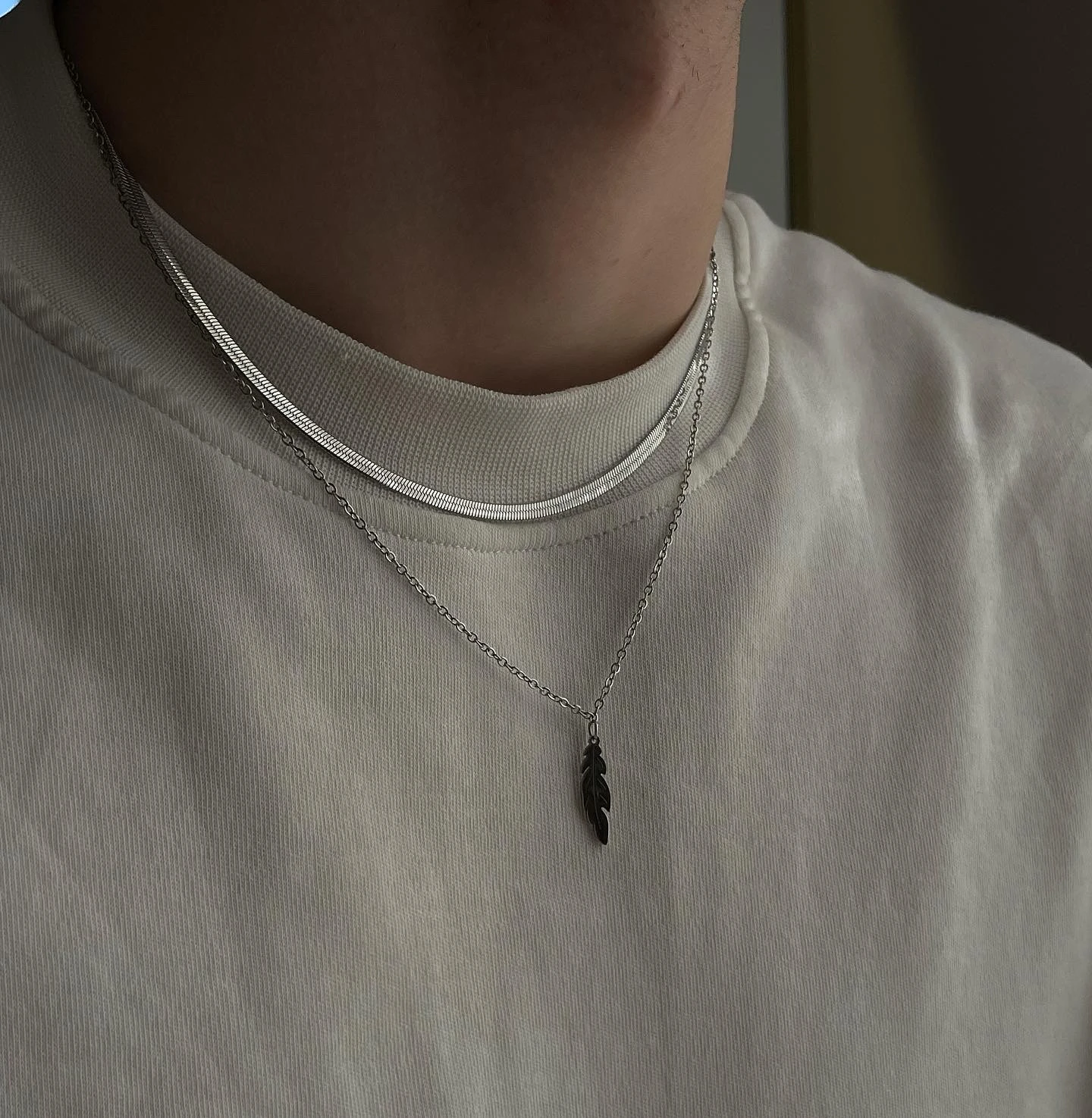 Two Chain Leaf Necklace