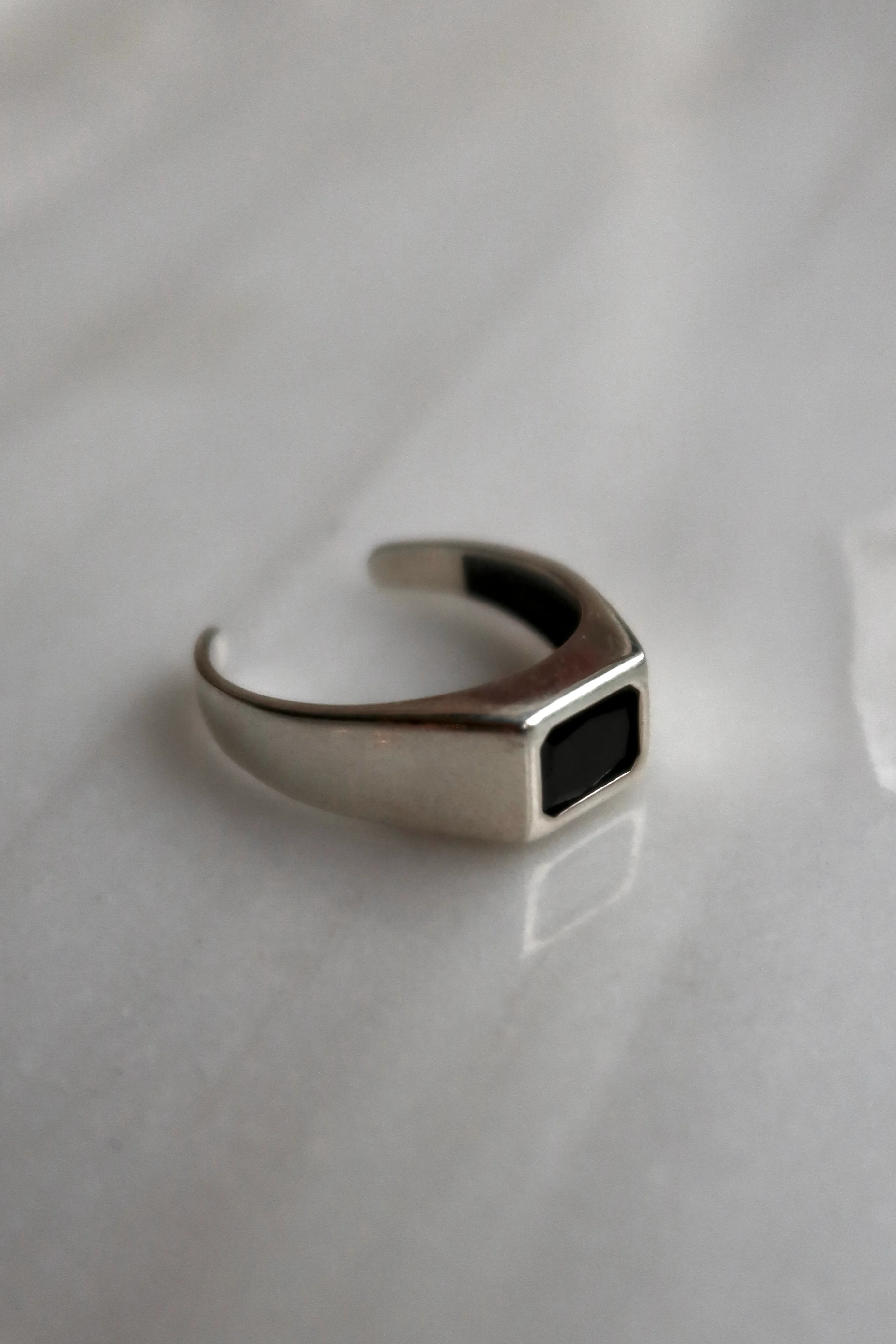 925 Black Rectangle Ring