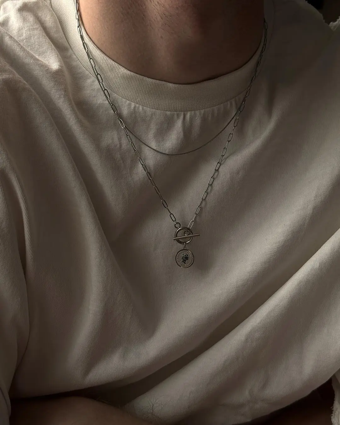 Silver Two Chain Elizabeth Necklace