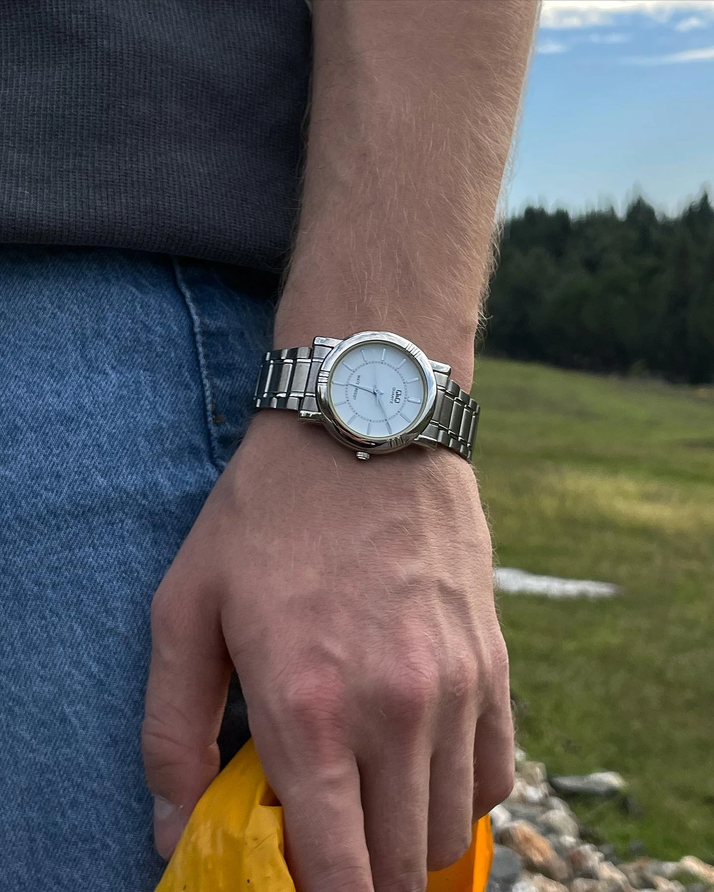 Silver, White Screen Vintage Wristwatch