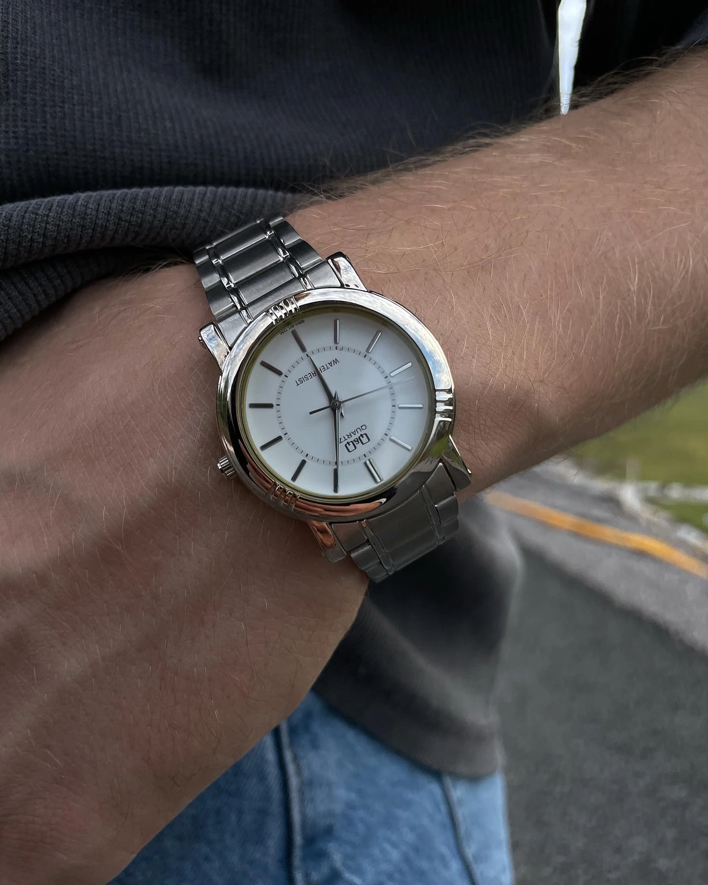 Silver, White Screen Vintage Wristwatch