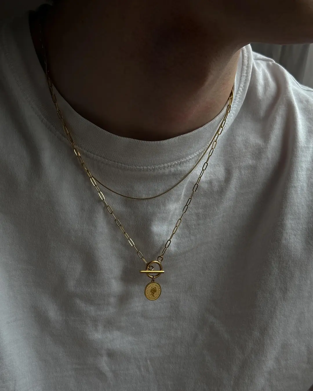 Gold Two Chain Elizabeth Necklace