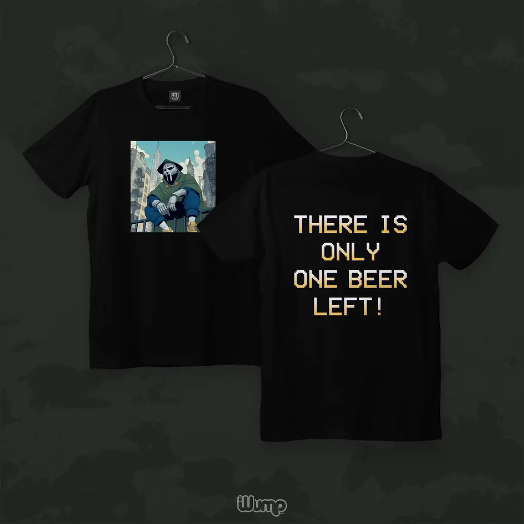 THERE'S ONLY ONE BEER LEFT MF DOOM OVERSIZE T-SHIRT