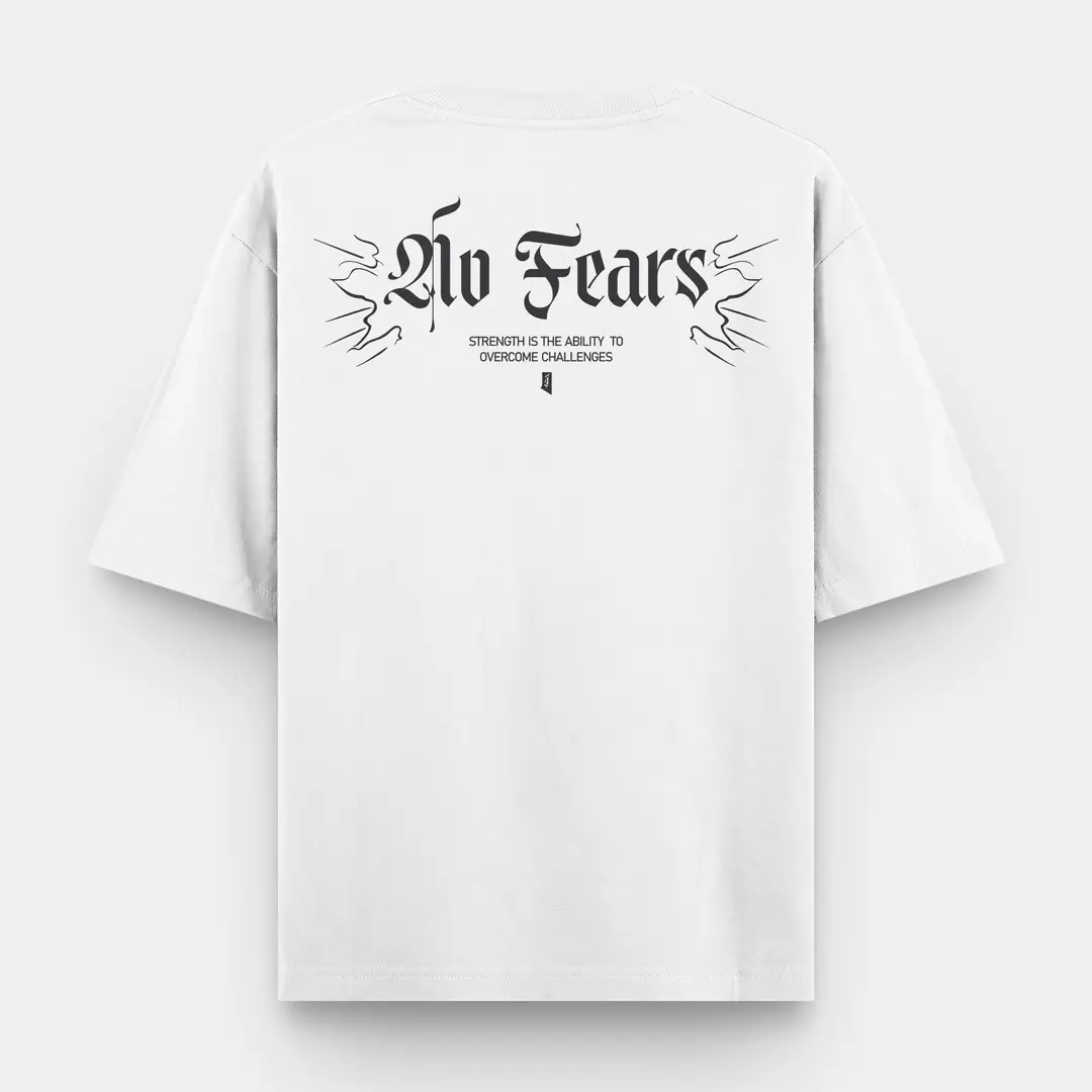 NO FEAR – Gotik Detaylı Motivasyon Tişörtü