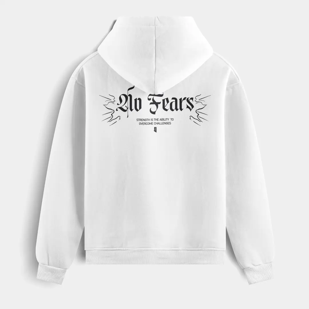 NO FEAR – Gotik Detaylı Motivasyon Kapşonlu