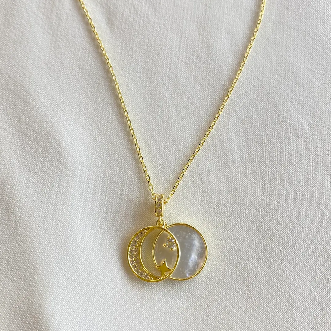 İkili Moon Kolye İthal Gold