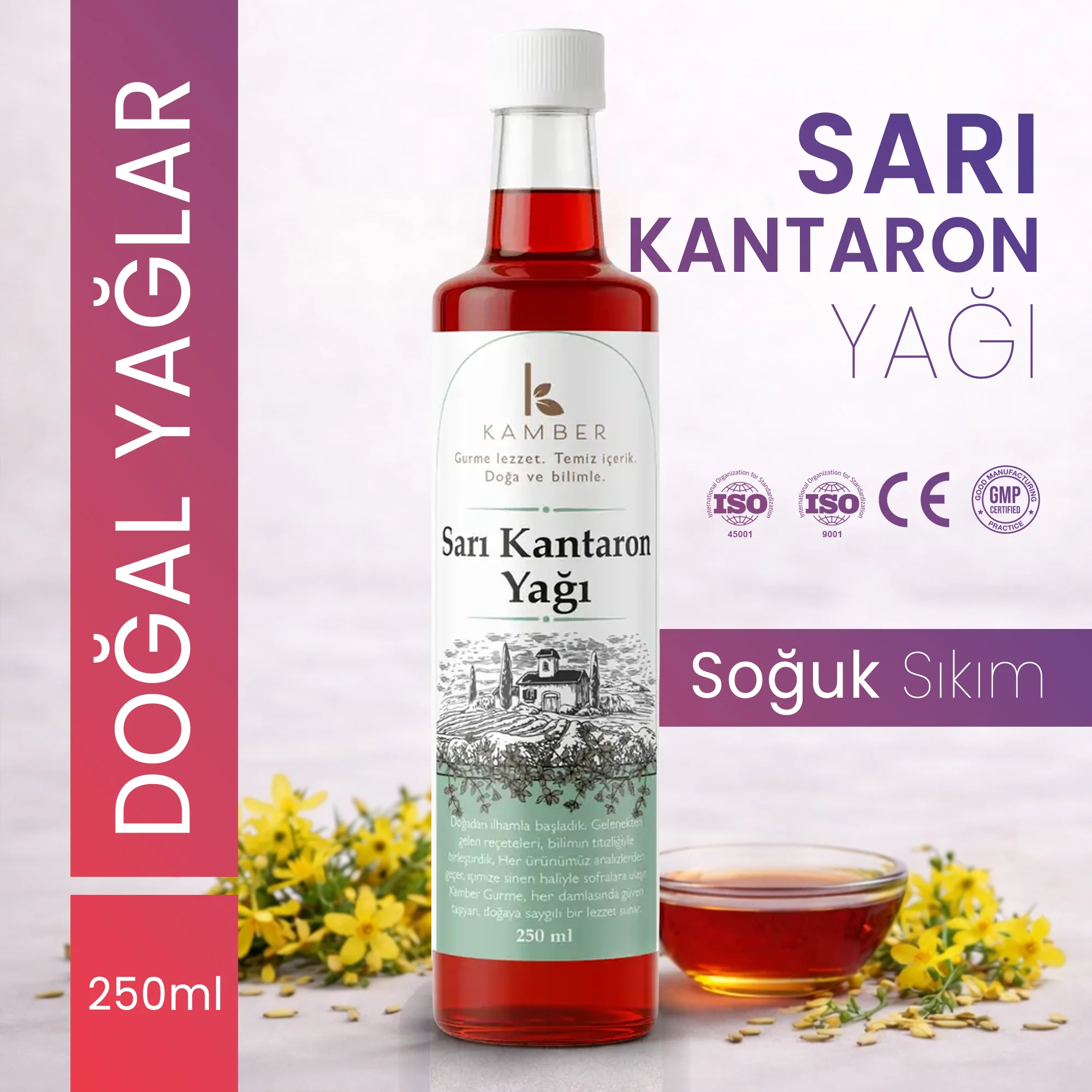 %100 Saf Sarı Kantaron Yağı - 250 ml | Kamber Gurme
