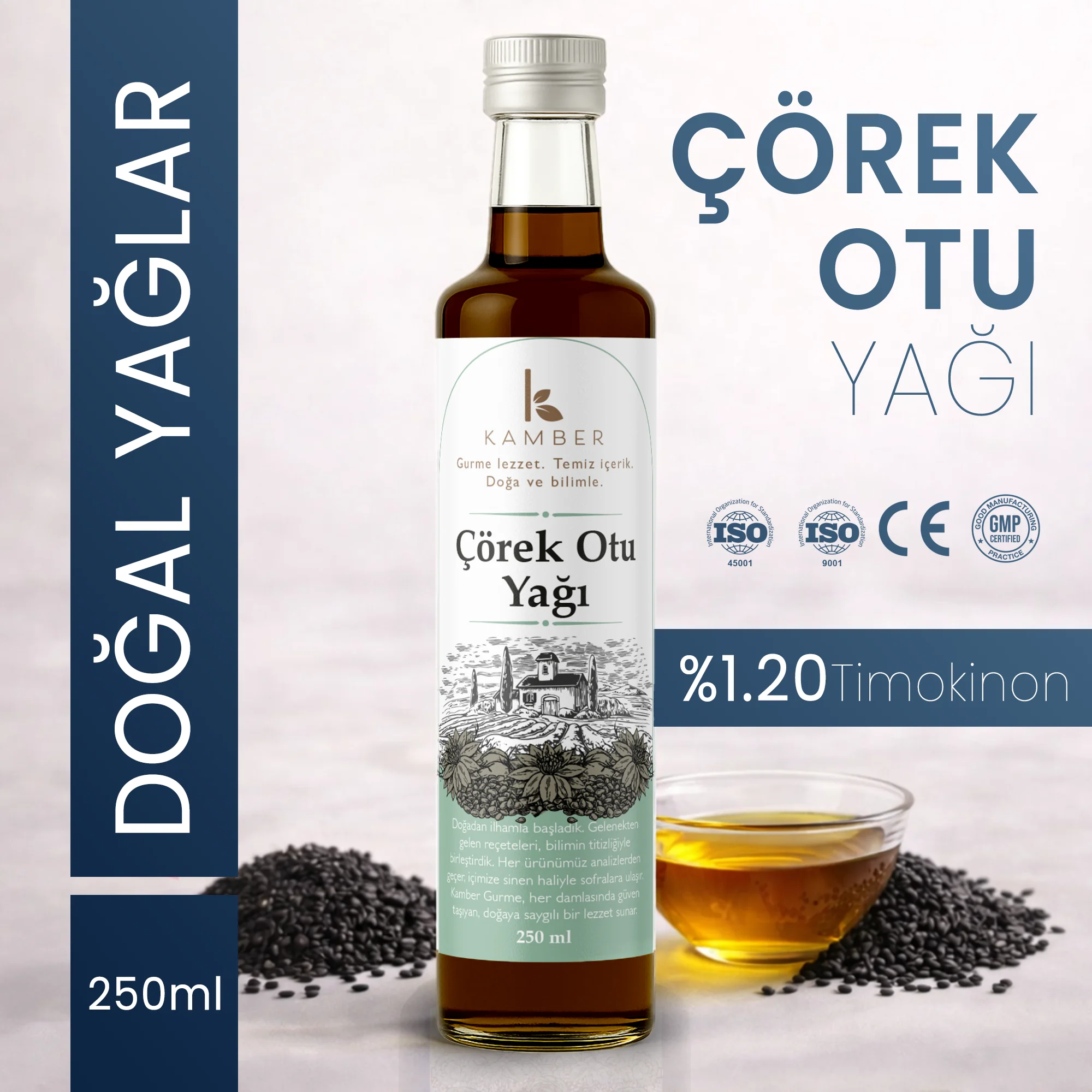 %100 Doğal Çörekotu Yağı - 250ml | Kamber Gurme