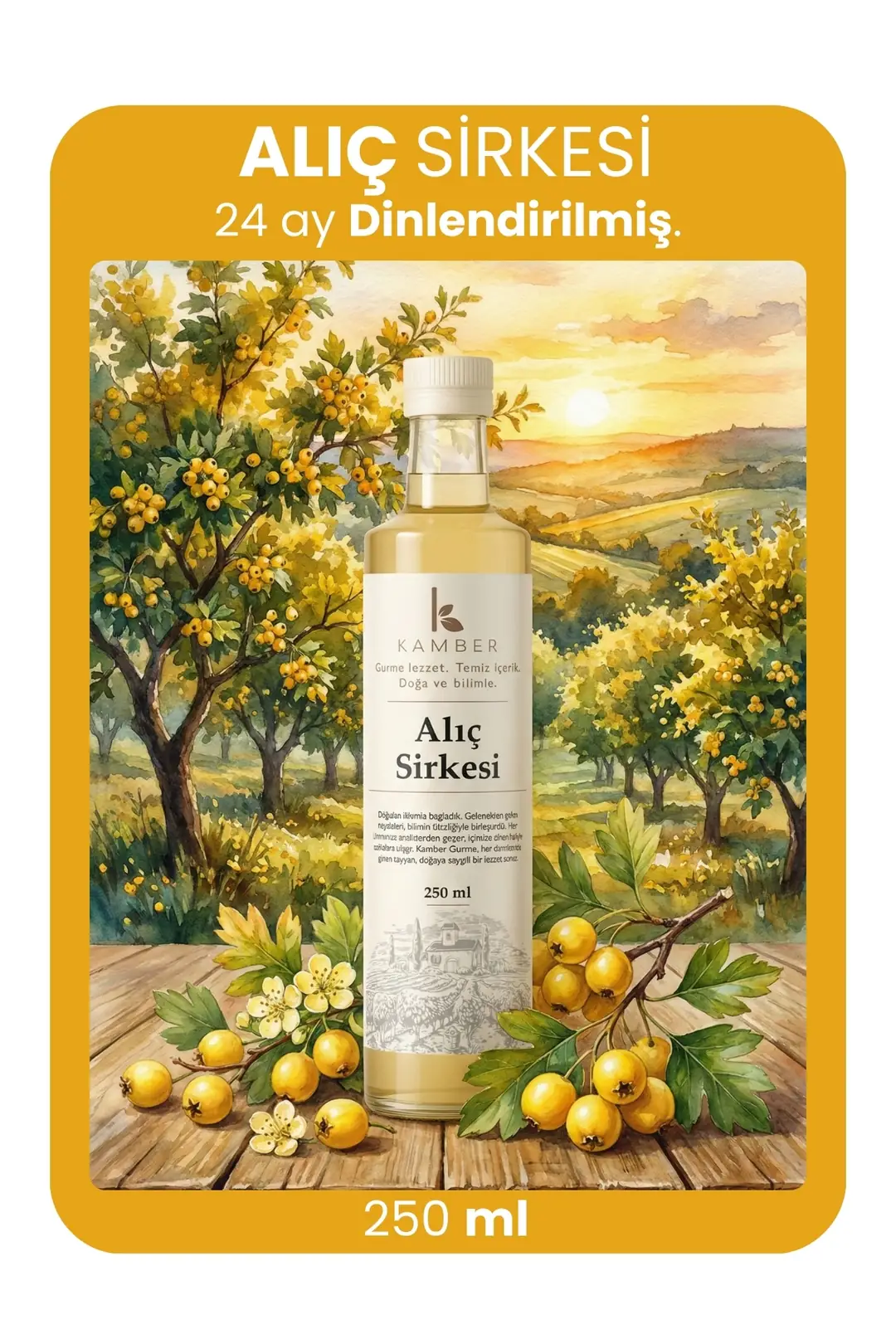 Doğal Fermantasyon Alıç Sirkesi - 250 ml | Kamber Gurme