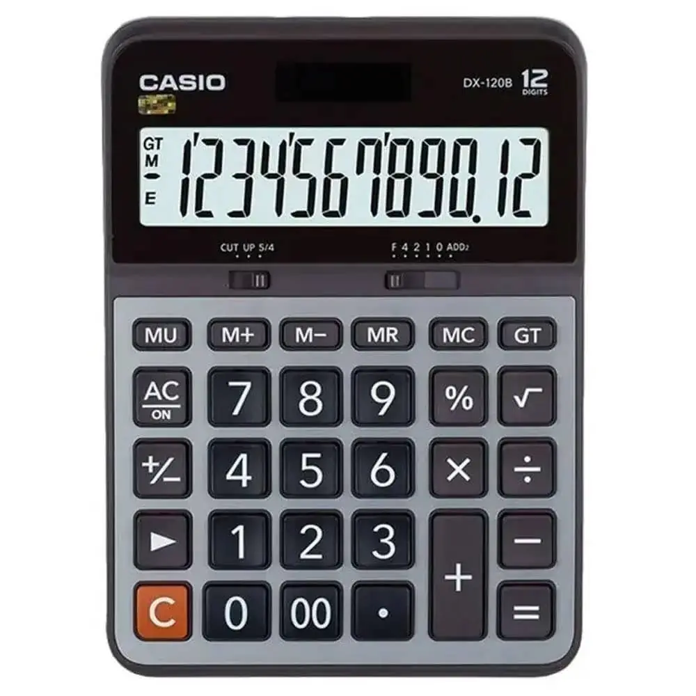 Casio Hesap Makinesi 12 Hane Pilli + Güneş Enerjili DX120S