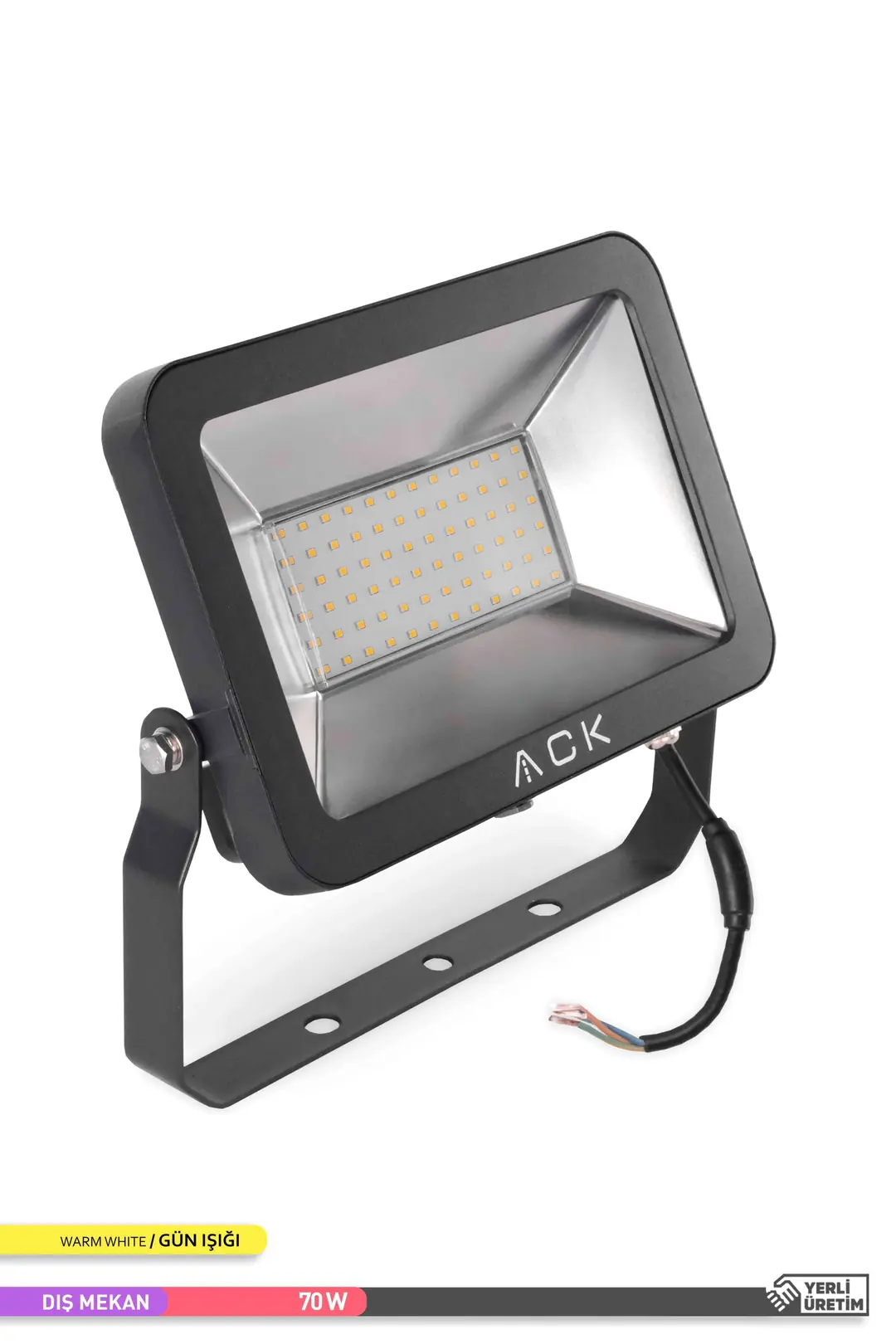 ACK LED Projektör Siyah Kasa 3000K Gün Işığı 220V 70W AT61-07002