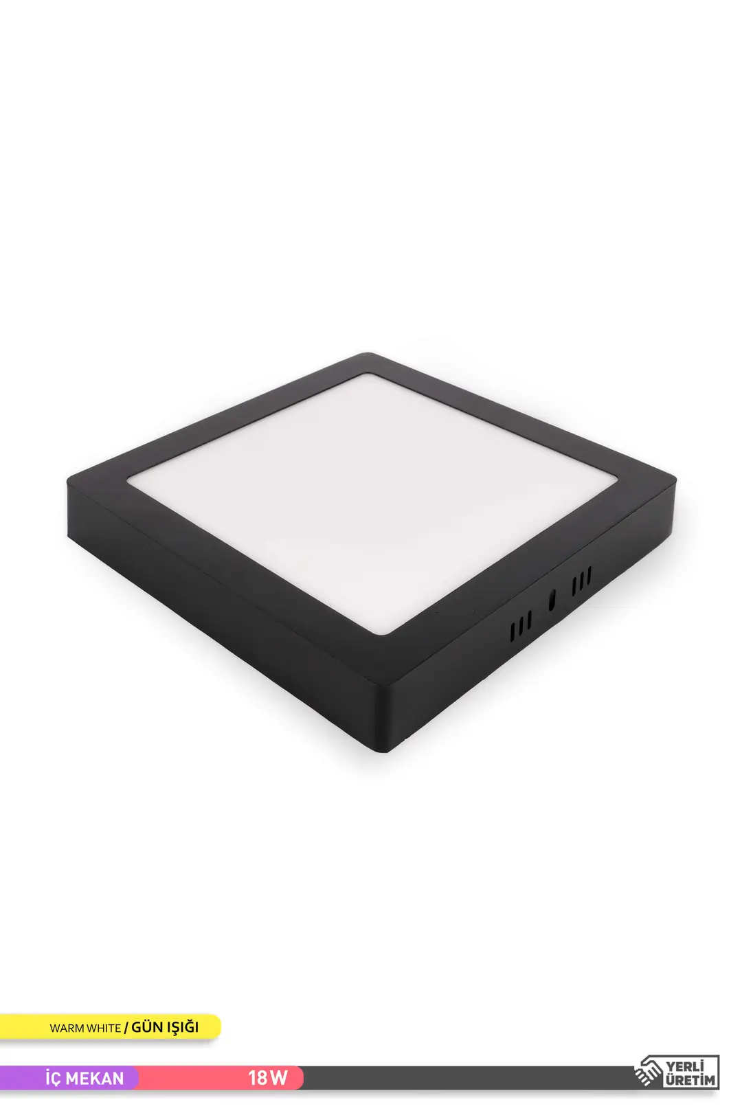ACK 18W Sıva Üstü Kare LED Panel Armatür Siyah Gövde 3000K Gün Işığı ...