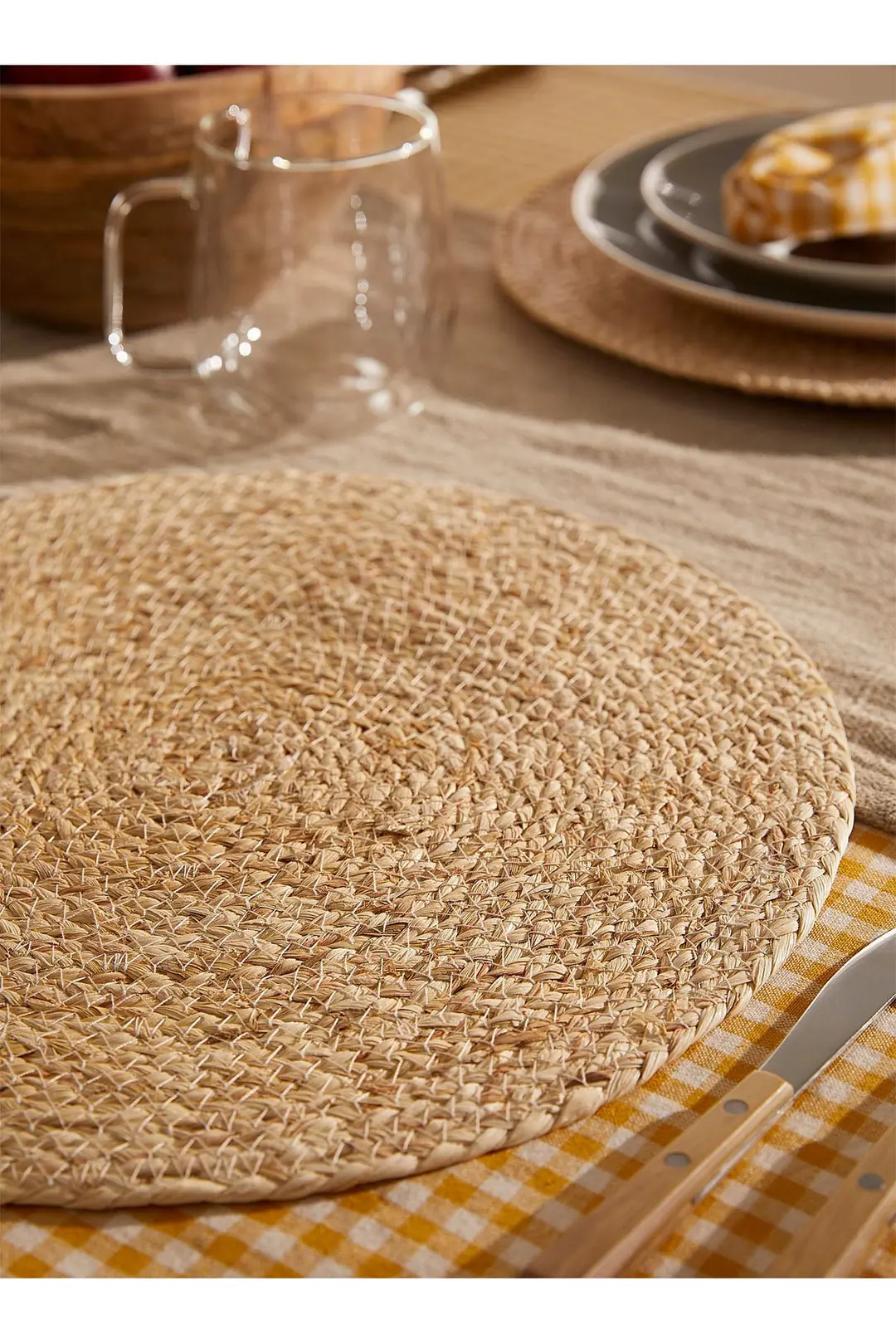 Wellstil | Hasır Tekli Amerikan Servisi, Jüt Supla 32 cm Çap