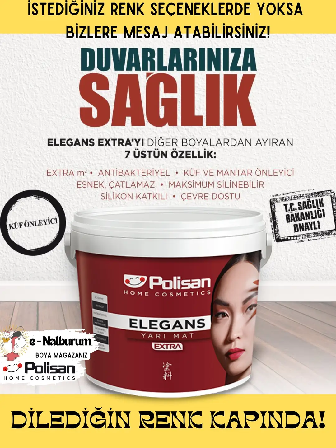 Polisan Elegans Küf Önleyici Antibakteriyel-Tam Silinebilir-Parlak İç ...