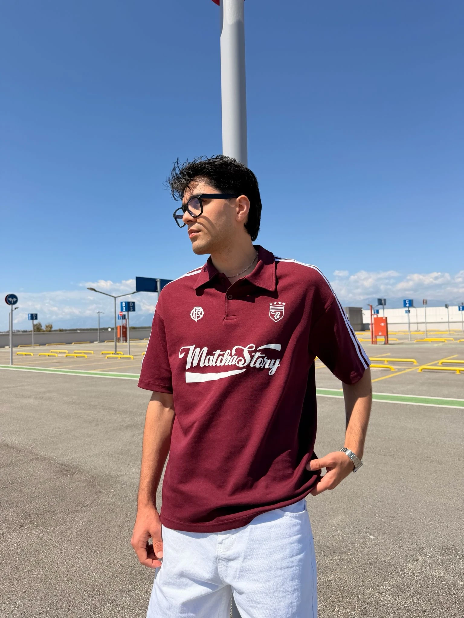 Matcha Story Polo Yaka Bordo T-Shirt