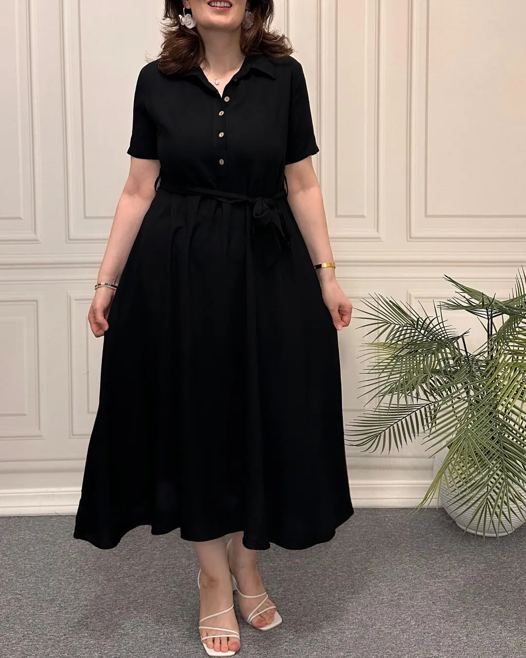 Nisa Model Viskon Elbise Siyah