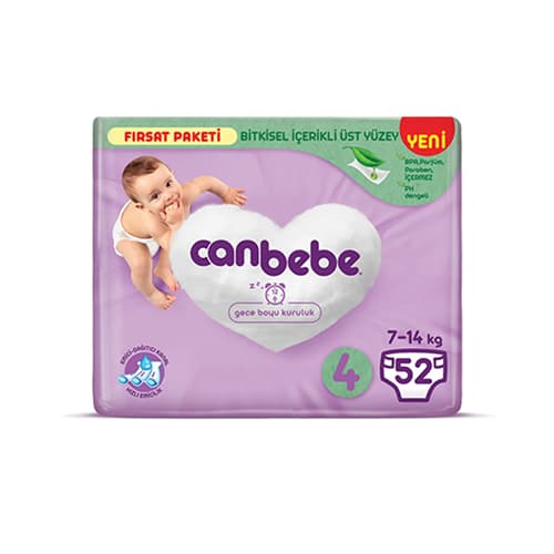 Canbebe Jumbo Paket Bebek Bezi 4 Numara 52 Adet 7-14 kg | bezgelsin.com